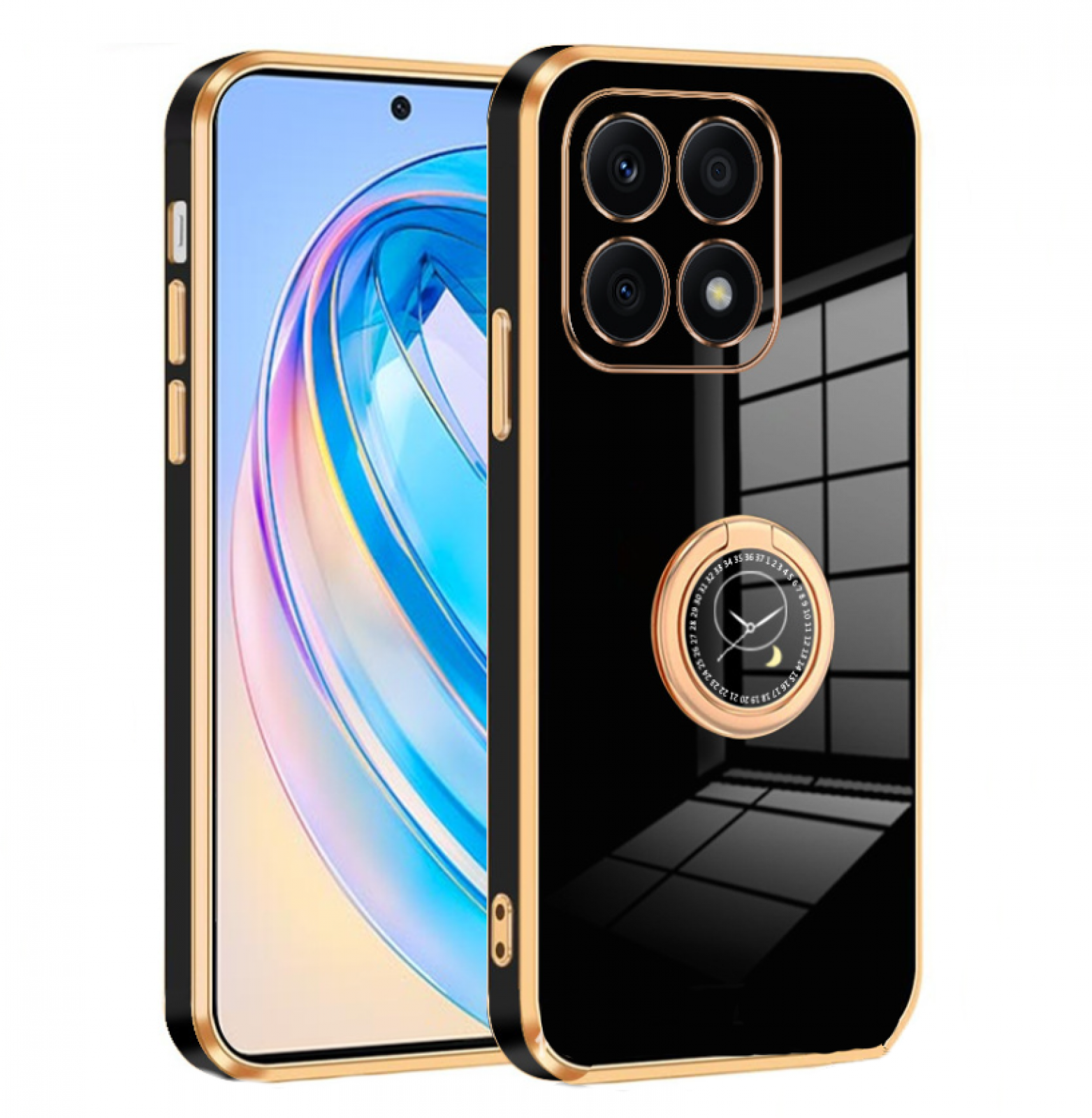 Ультра-тонкий чехол-бампер MyPads Metallo e vetro для Honor X8b с магнитным держателем, черный