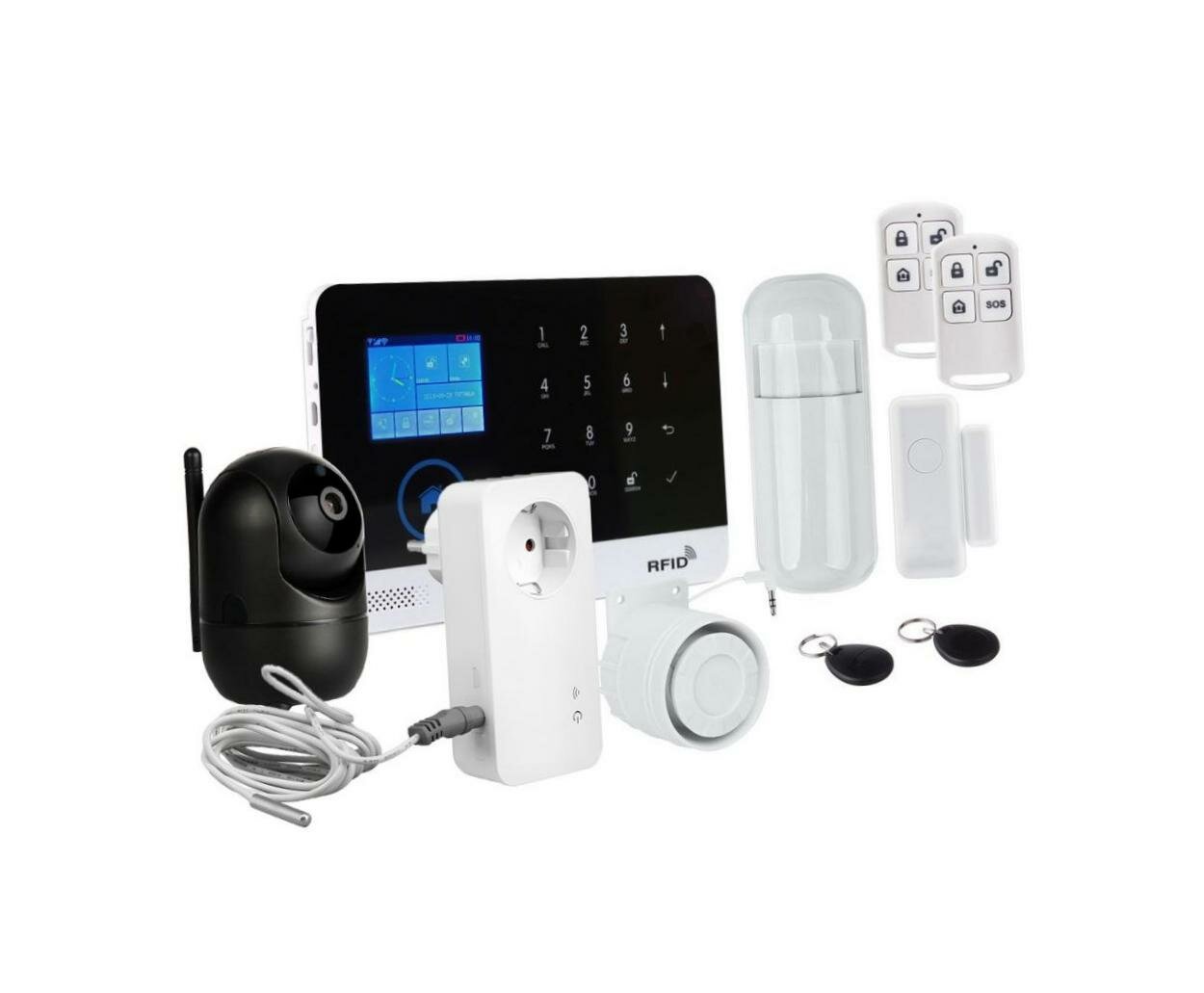 Система Wi-Fi/GSM сигнализация с видеокамерой и WiFi розеткой с датчиком температуры - Strazh Oko и HDcom 288Bl-ASW5 и Strazh W130-T (Q41047KO)