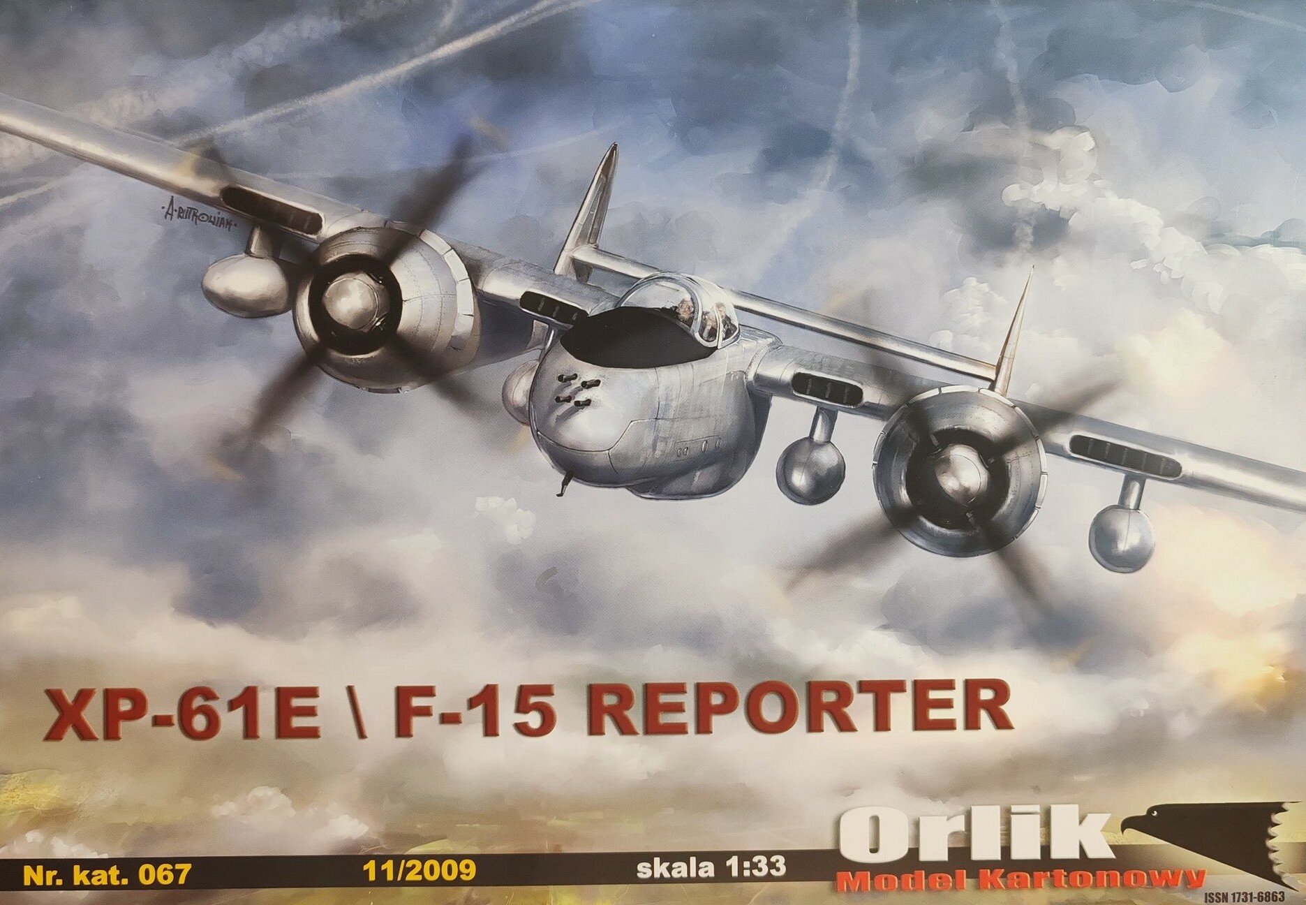 Сборная бумажная модель Самолет XP-61E/ F-15 Reporter - Orlik №67 (журнал)