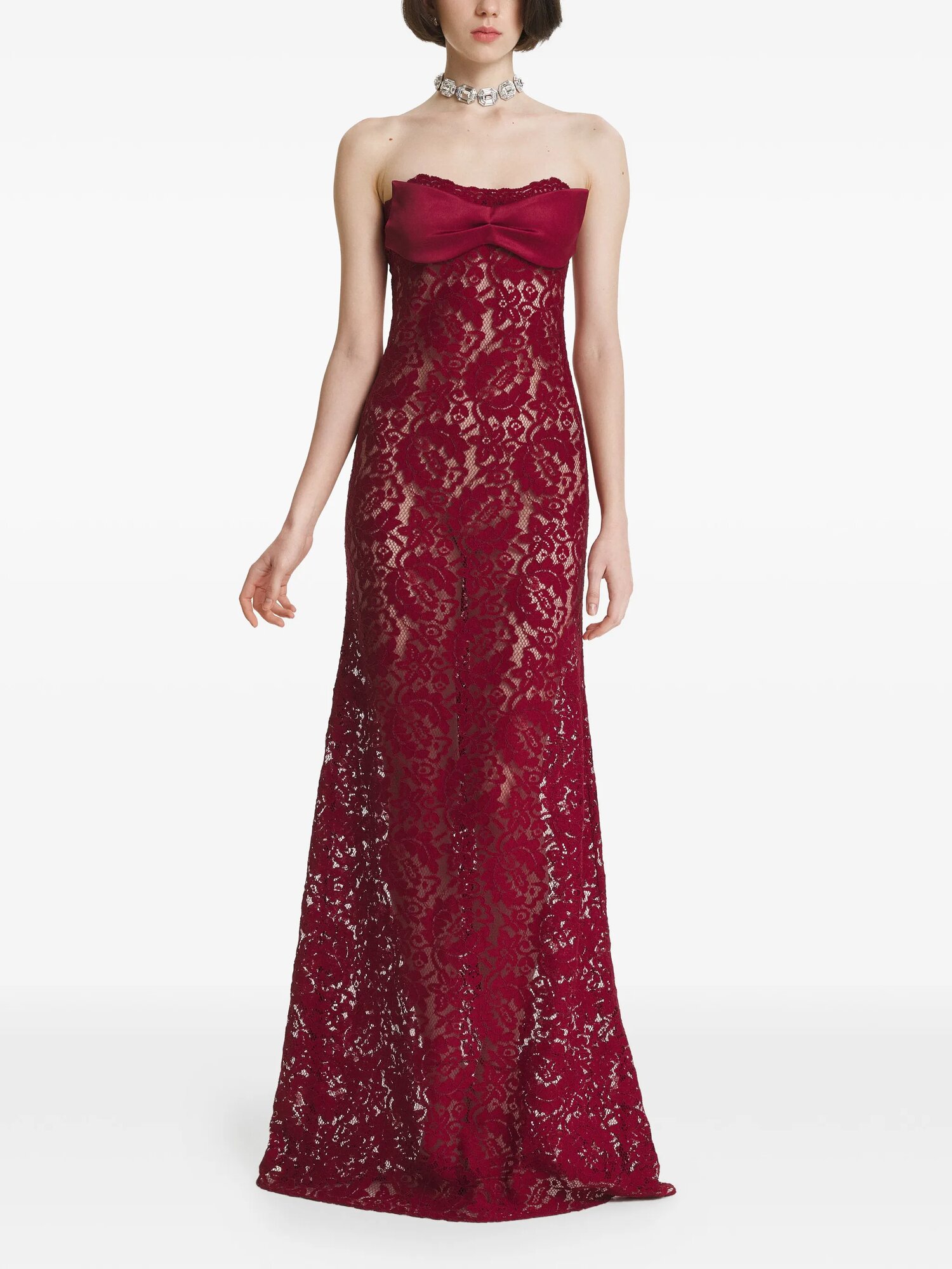 Платье Bow-detail lace dress
