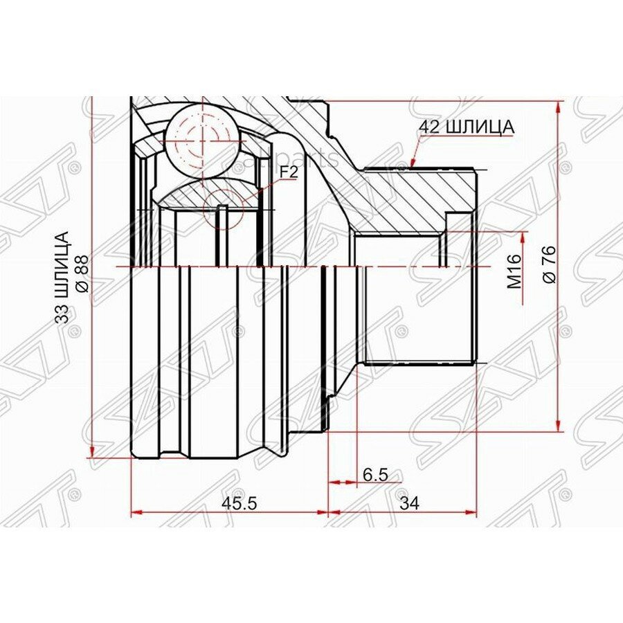SAT AD-215 Шрус (Спереди/ Наруж) Audi A4 08-15 / A5 07-16