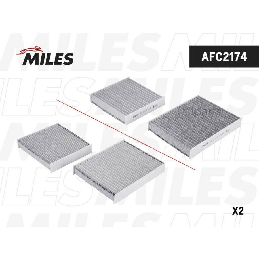 MILES AFC2174 Фильтр салона PEUGEOT 207 06- угольный (упак.2шт.)