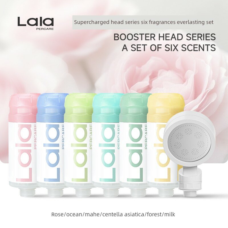 Набор для душа Lalapercare Nara: летний корейский аромат, фильтр для воды, 6 флаконов + насадка для душа с регулировкой