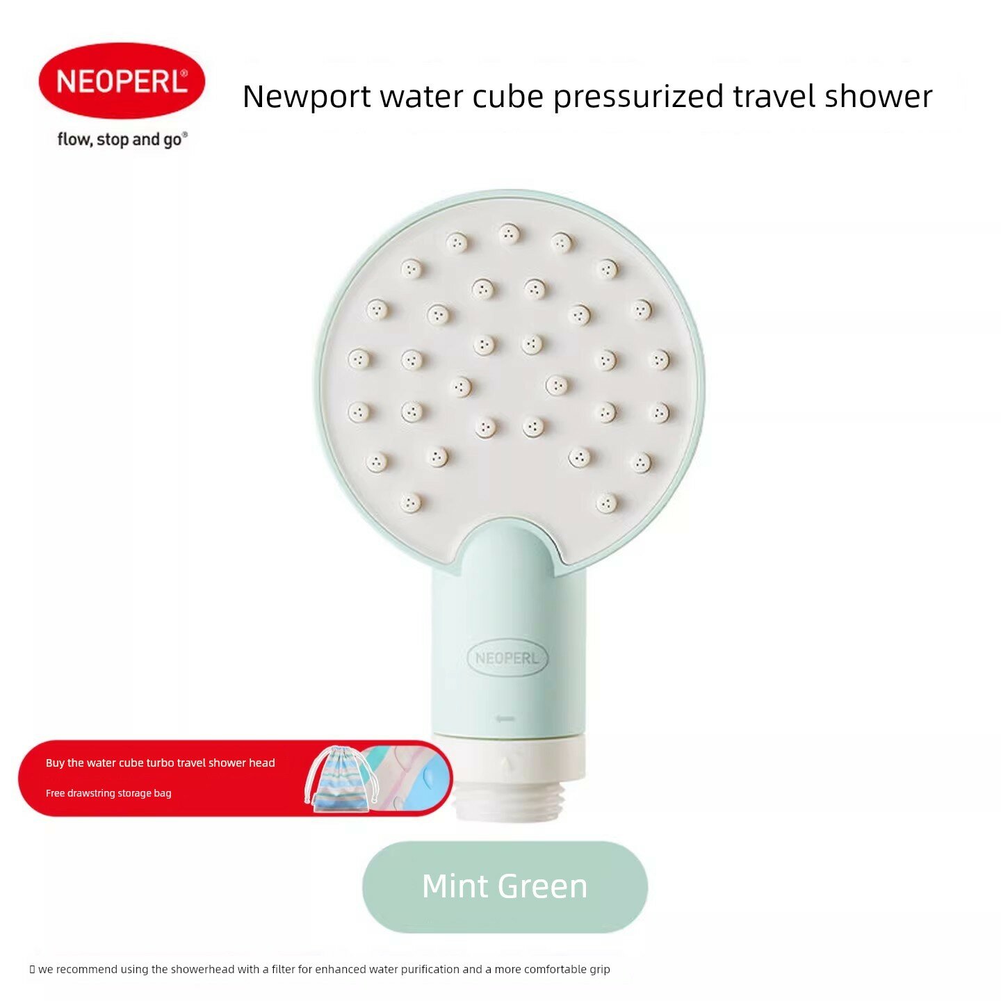 Портативная душевая лейка Neoperl Water Cube для детей, миниатюрная душевая лейка с фильтром для командировок Душевой