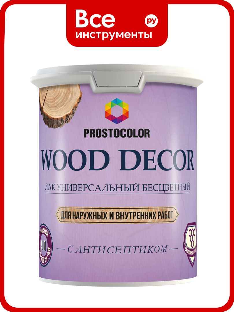 Лак PROSTOCOLOR простоколор WOOD DÉCOR с воском, глянцевый, 0,9 л 201410