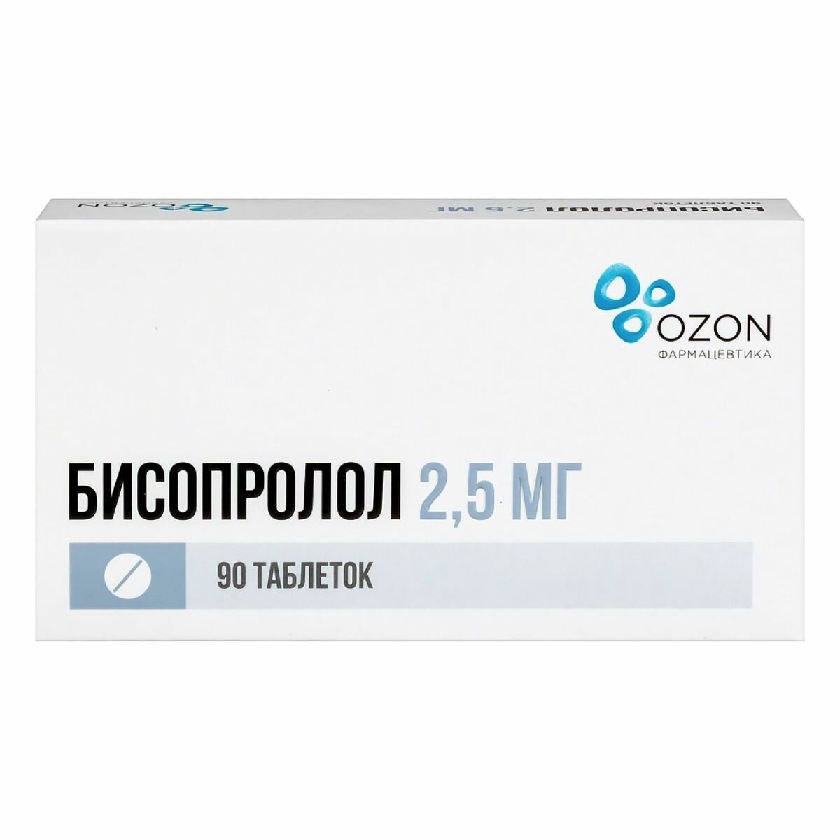Бисопролол, таблетки покрытые пленочной оболочкой 2.5 мг, 90 шт.