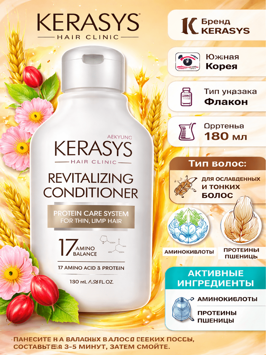 Кондиционер Kerasys Hair Clinic Оздоровление, 180мл