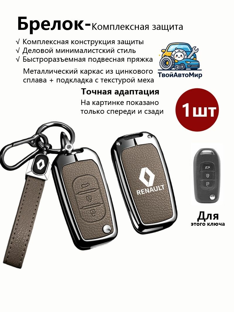 Чехол Для Ключа Renault Logan/Sandero/Duster 2012-2020, Цинковый Сплав+Кожа, Полная Защита