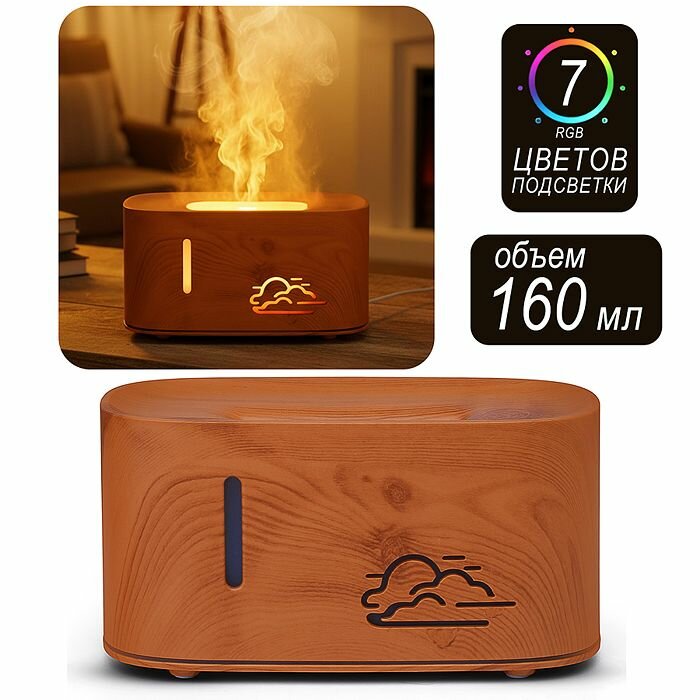 Светильник-увлажнитель Oubaoloon Световой рай, подсветка, объем 160 мл A30