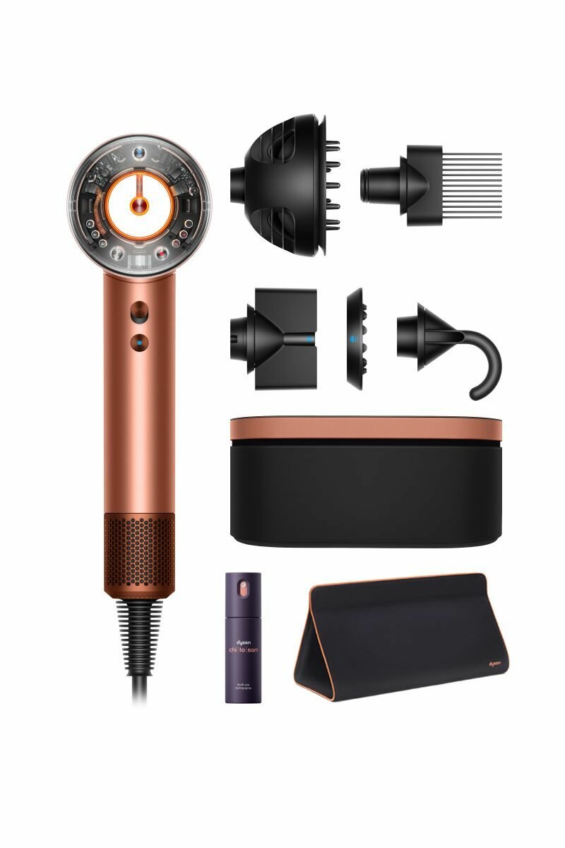 Фен для для кудрявых и вьющихся волос Dyson Supersonic Nural Curly+Coily, 5 насадок, цвет Янтарный шелк
