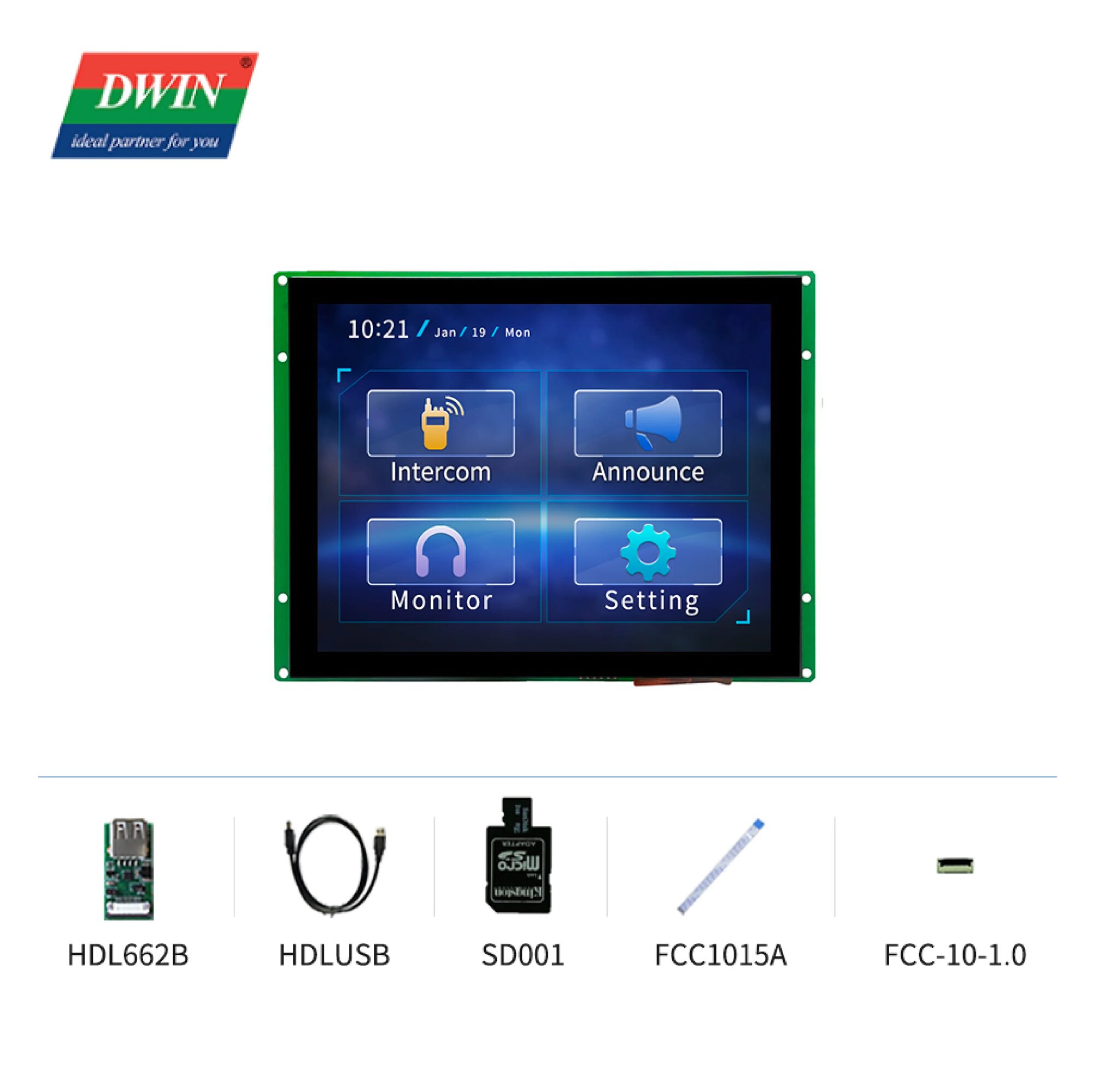 DWIN 8" сенсорный дисплей DMG80600C080_03W, CTP с аксессуарами