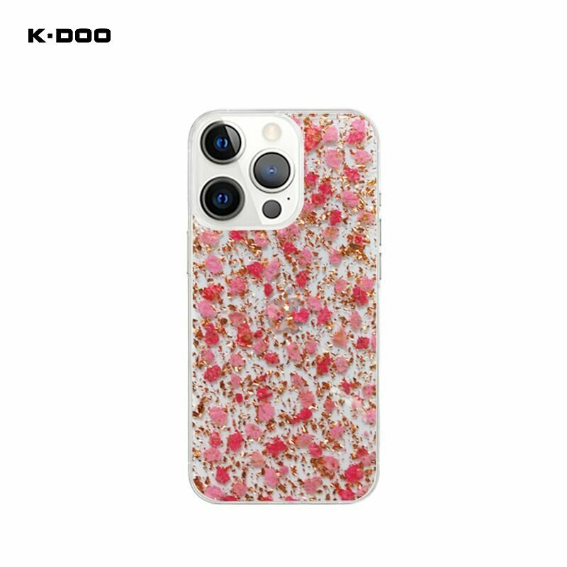 Чехол K-DOO Flowers iPhone 14 PRO Max, малиновый