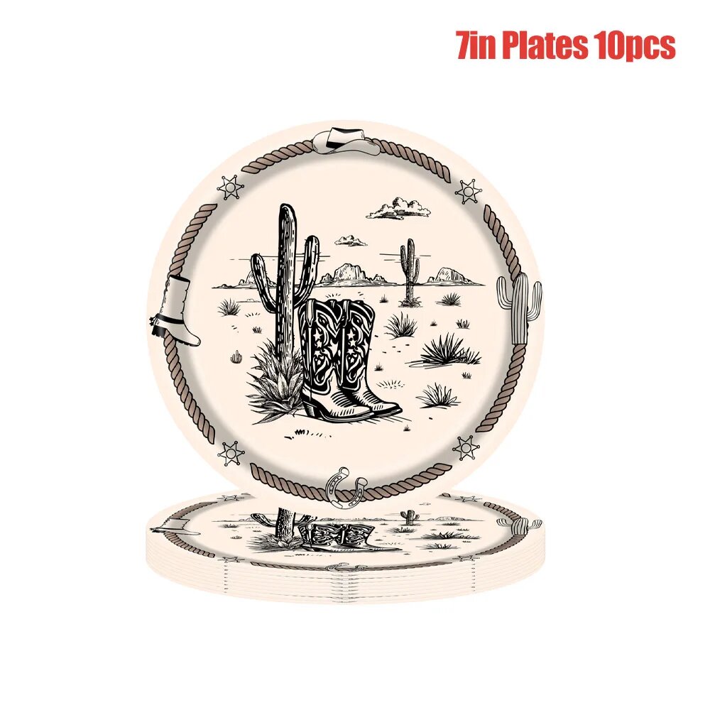 Одноразовая посуда Бумага Дикий Запад 7in Plates-10PCS