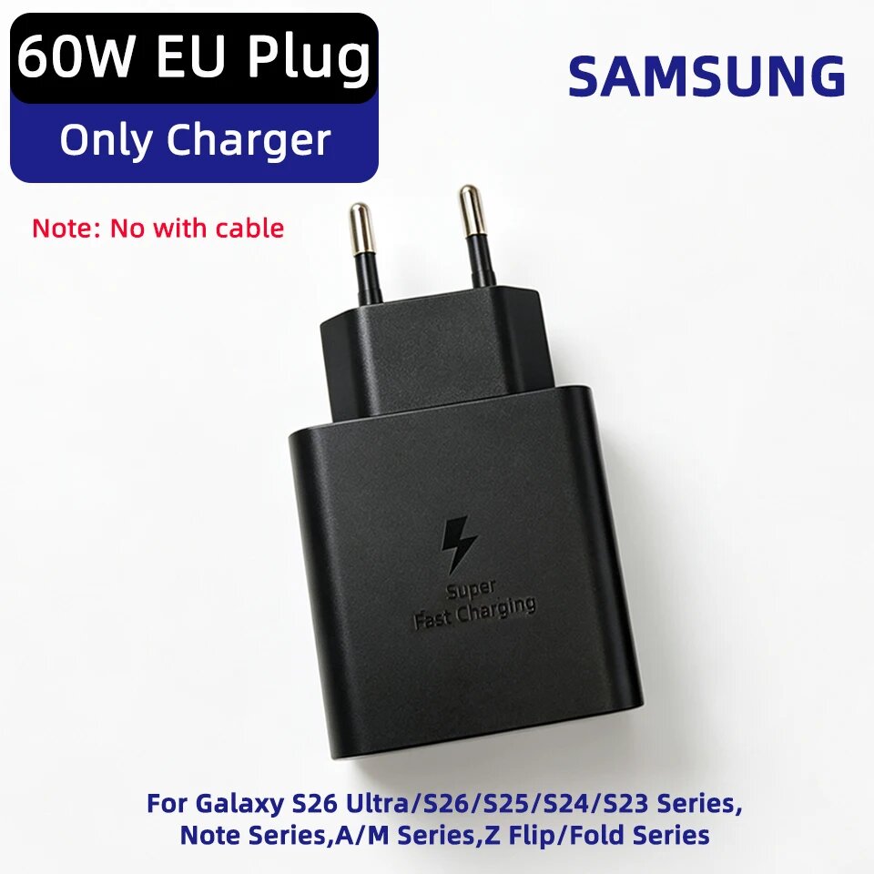 Оригинальное Зарядное Устройство Samsung PD 45W 60W С Кабелем Type-C И Вилкой EU Для 60w EU Charger