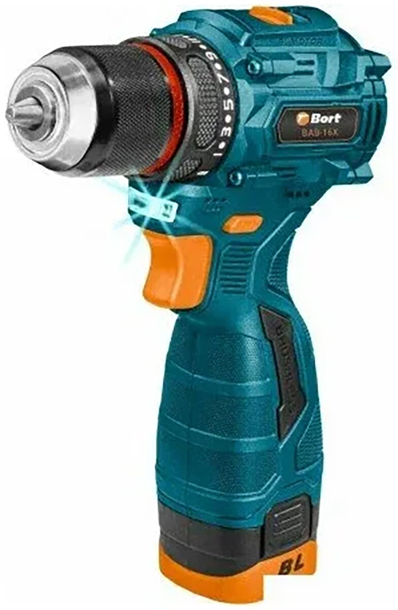 Аккумуляторный шуруповерт Bort BAB-16X (2x2Ah) синий