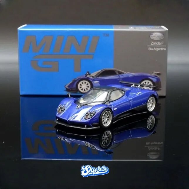 Машинка металлическая модель MINI GT 1:64 #408 Pagani Zonda F Blu Argentina