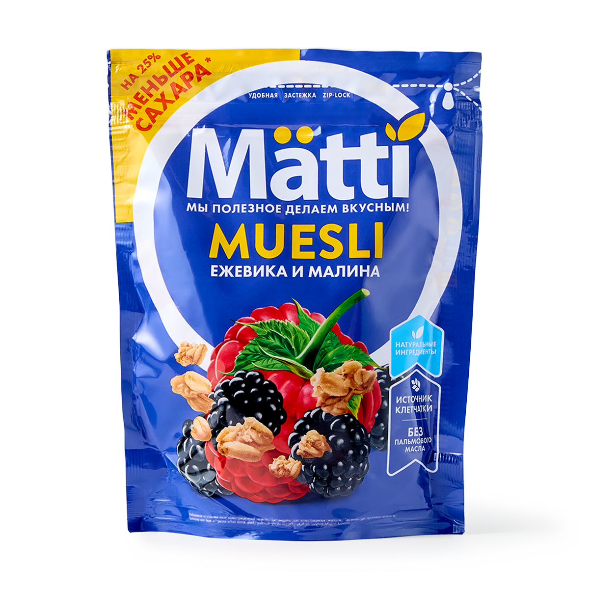 Мюсли Matti "Малина и ежевика", овсяные хлопья, ягодный вкус, 250г