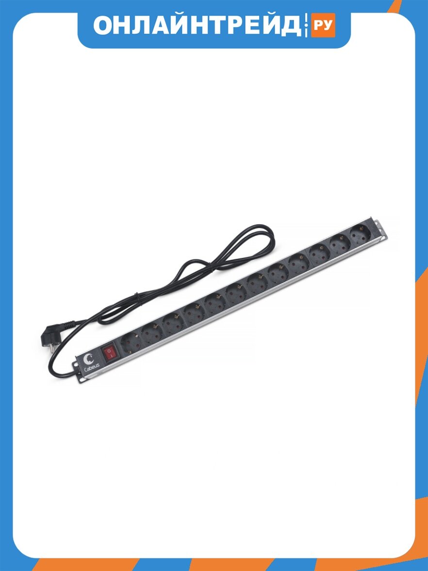 Блок розеток Cabeus PDU-12P-2EU 12шт, 1U, 19", 2м