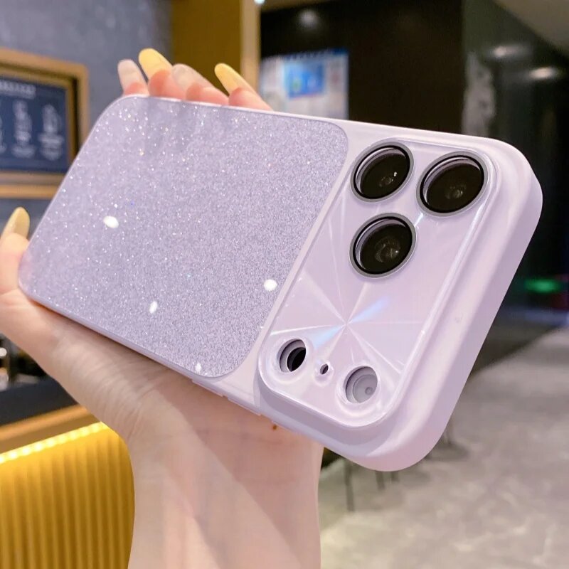 Модный блестящий чехол из ТПУ для iPhone 17 13 14 15 12 11 16 Pro Max с защитой камеры Aurora и противоударным покрытием