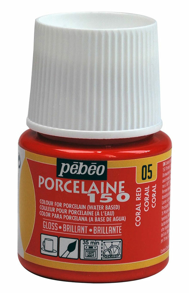 Краска по фарфору и керамике Pebeo под обжиг, глянцевая, Porcelaine 150, 45 мл, коралловый