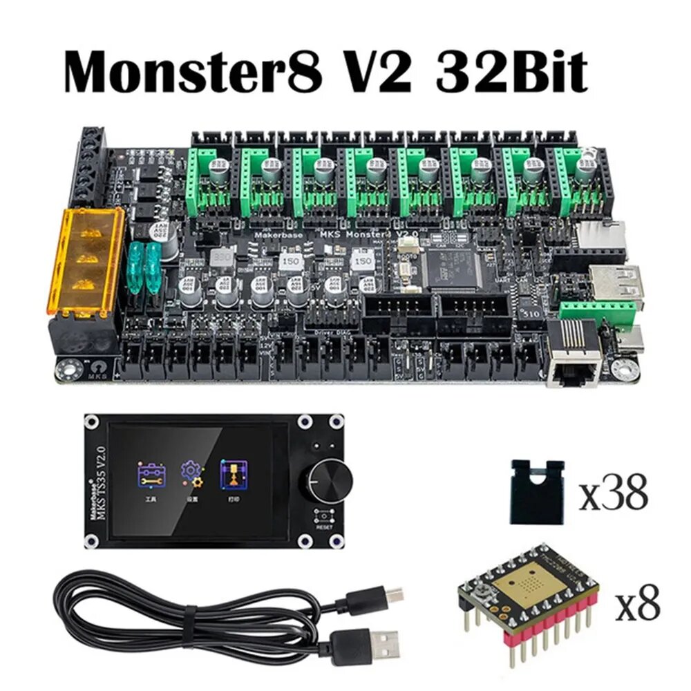 Для платы управления MKS Monster8 V2 32 бит с сенсорным экраном TS35 TFT TMC2209 для 3D-принтера VS Spider Octopus