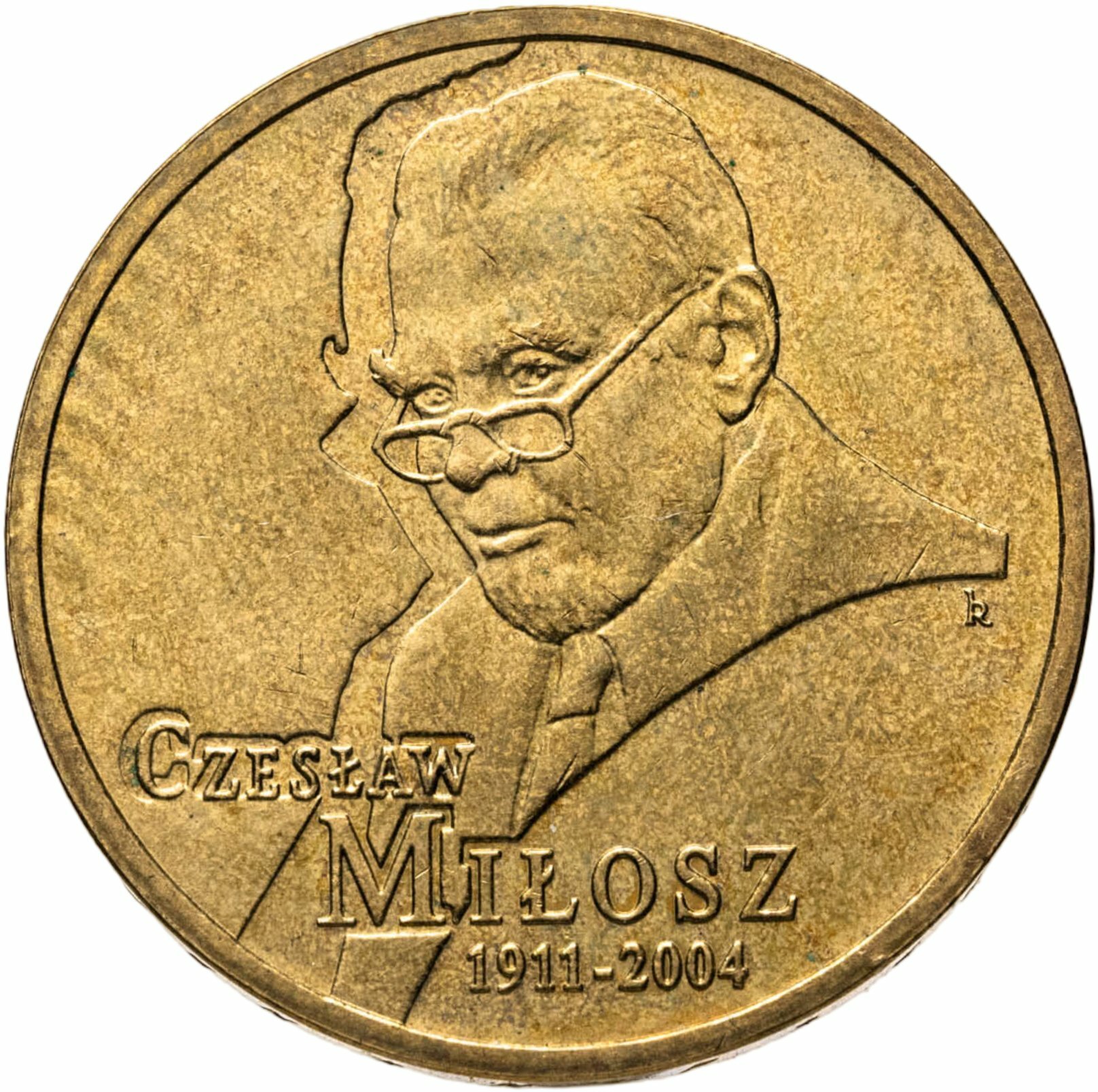 Польша 2 злотых 2011 "100 лет со дня рождения Чеслава Милоша", Латунь, в сохранности AU