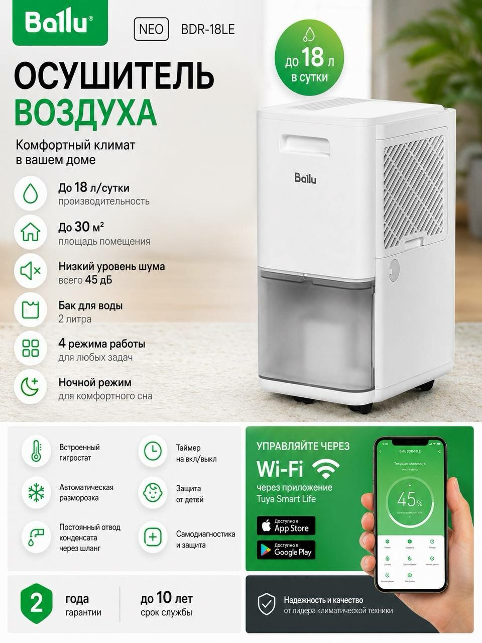 Осушитель воздуха Ballu Neo BDR-18LE