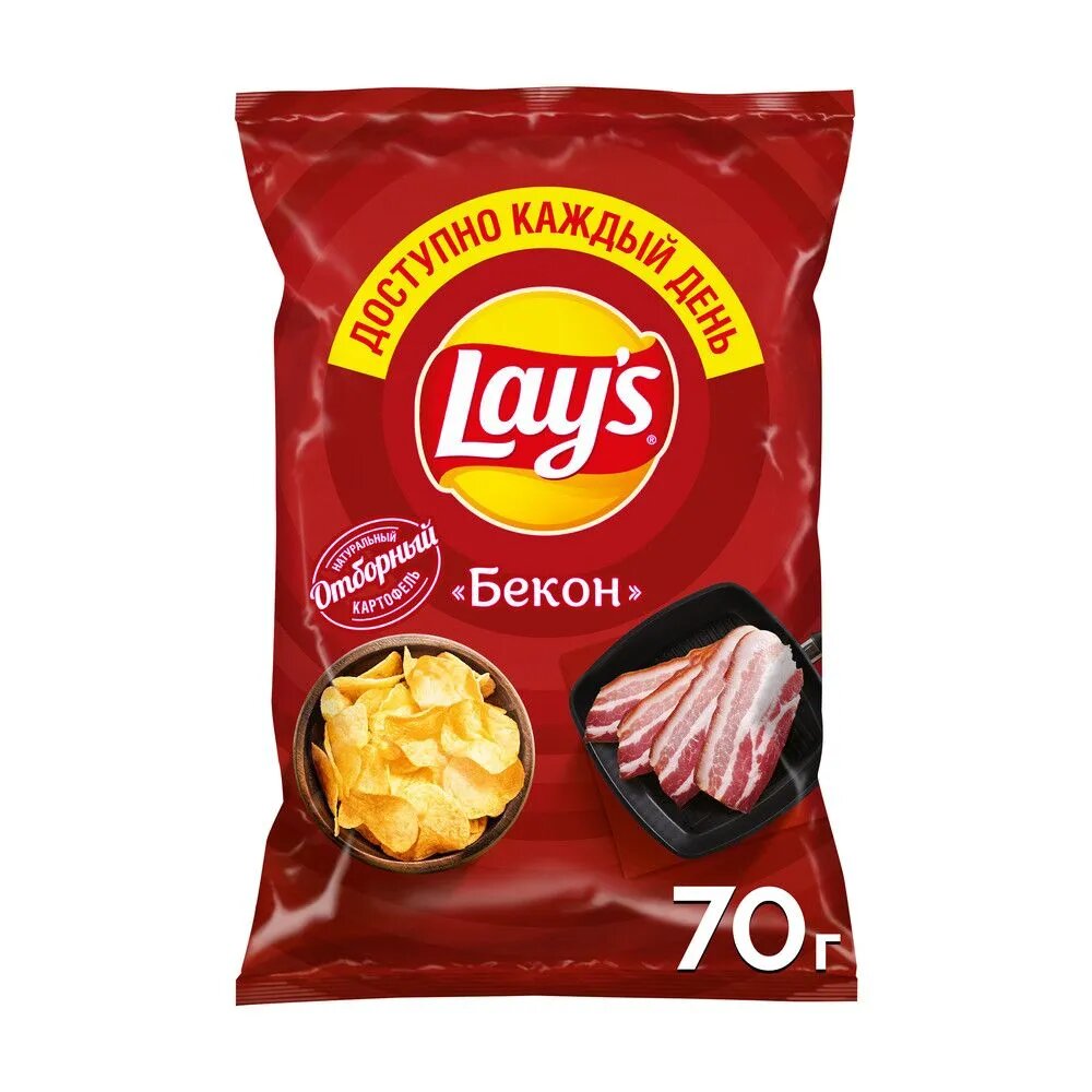 Чипсы картофельные Lay's со вкусом бекона, 70 г