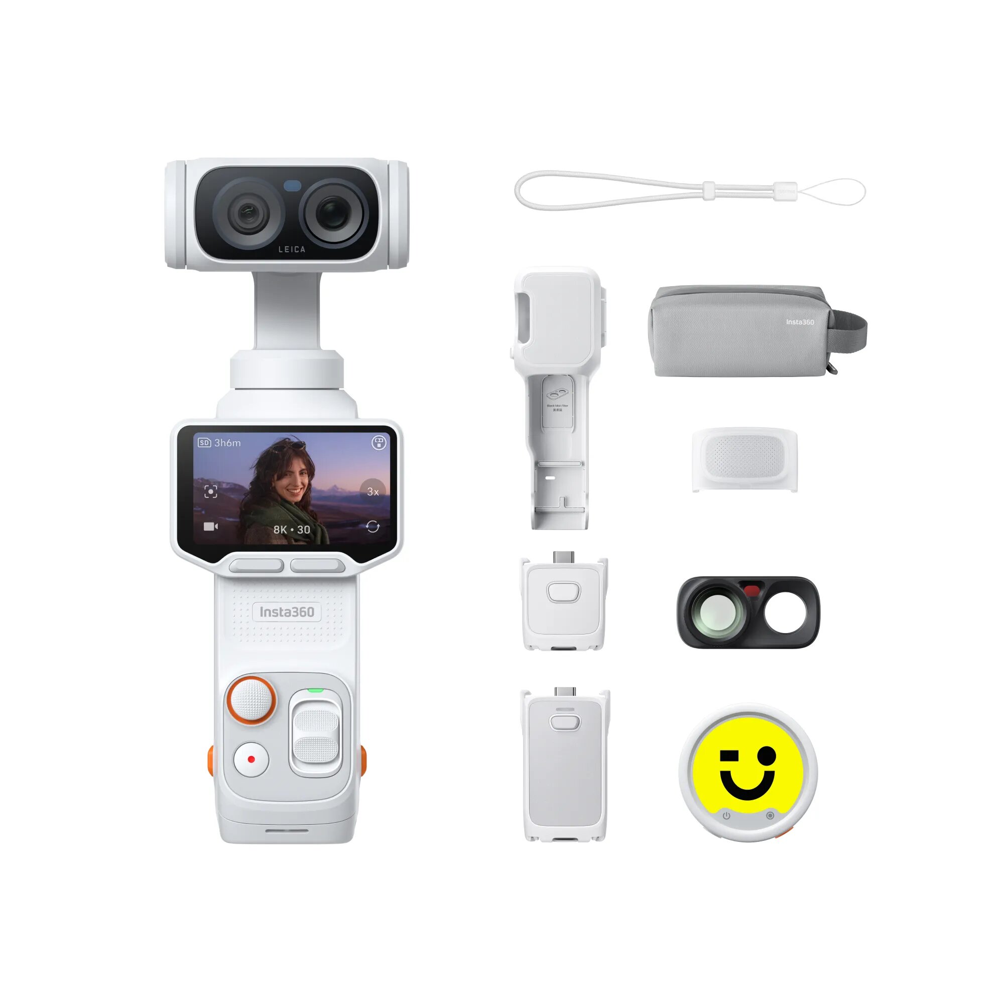 8K Экшн-камера Insta360 Luna Ultra Creator Bundle, двойная линза, Время автономной работы в течение всего дня, Белый