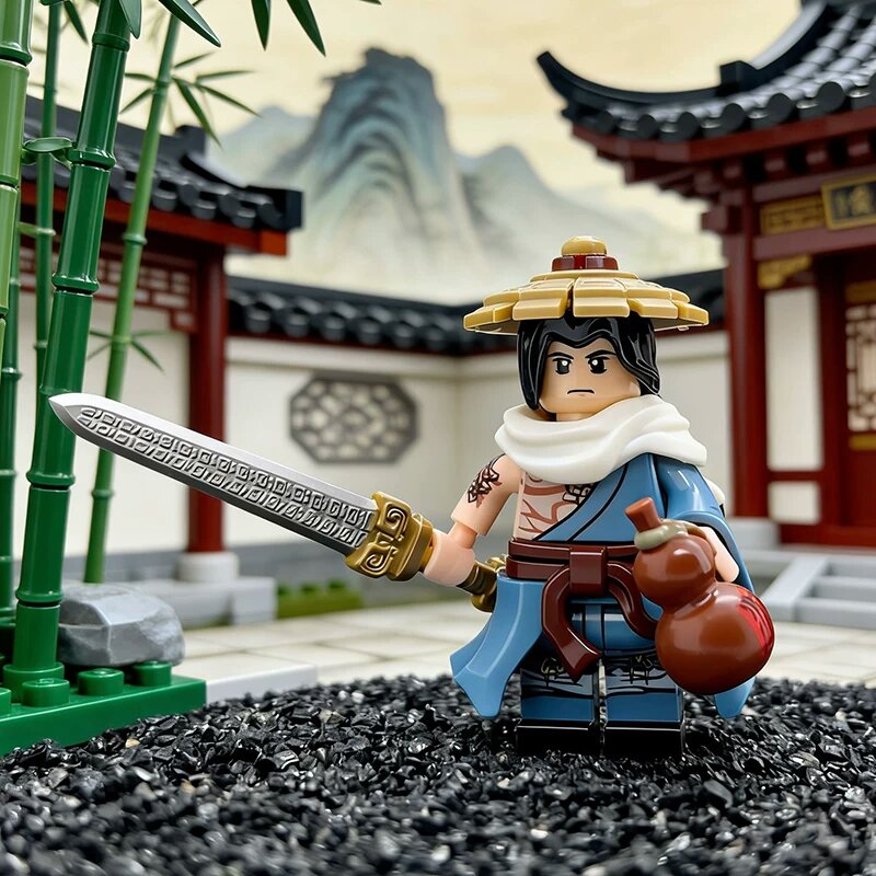 Китайская древняя героическая фигурка MOC: Сяо Яо Кэ с мечом Сюань Юань, оригинальное выражение, детская игрушка на