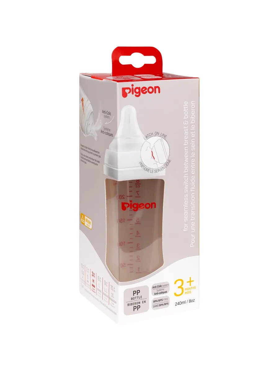 Pigeon Бутылочка для кормления SofTouch Peristaltic Plus 3+ 240 мл pp 1 шт