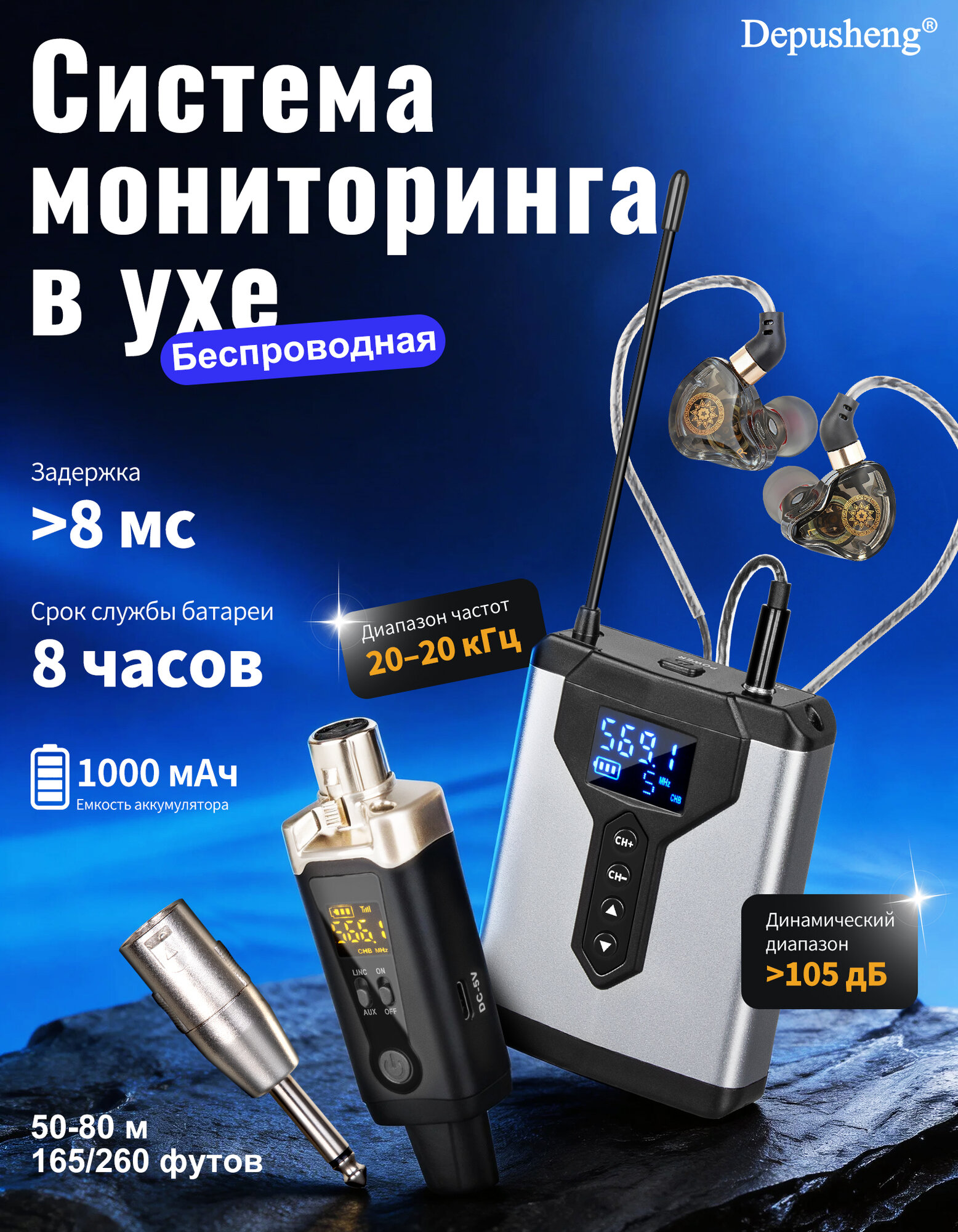 Depusheng DT1 Беспроводная система прослушивания, Передатчик и приемник микрофона