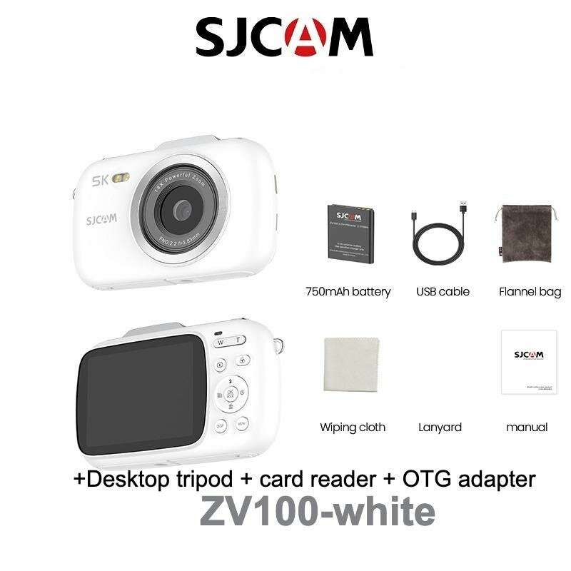 SJCAM ZV100 Обновленная версия Портативная цифровая камера 5K, видеокамера, 80-мегапиксельный 2,8-дюймовый IPS-экран, автофокус, 18-кратный зум, встроенная вспышка CCD