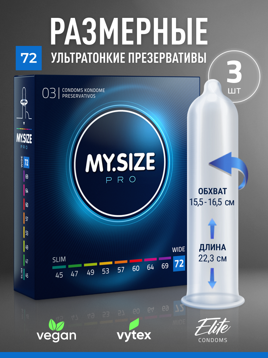 MY.SIZE / MY SIZE размер 72 (3 шт.)/ Майсайз презерватив большого размера - ширина 72 мм