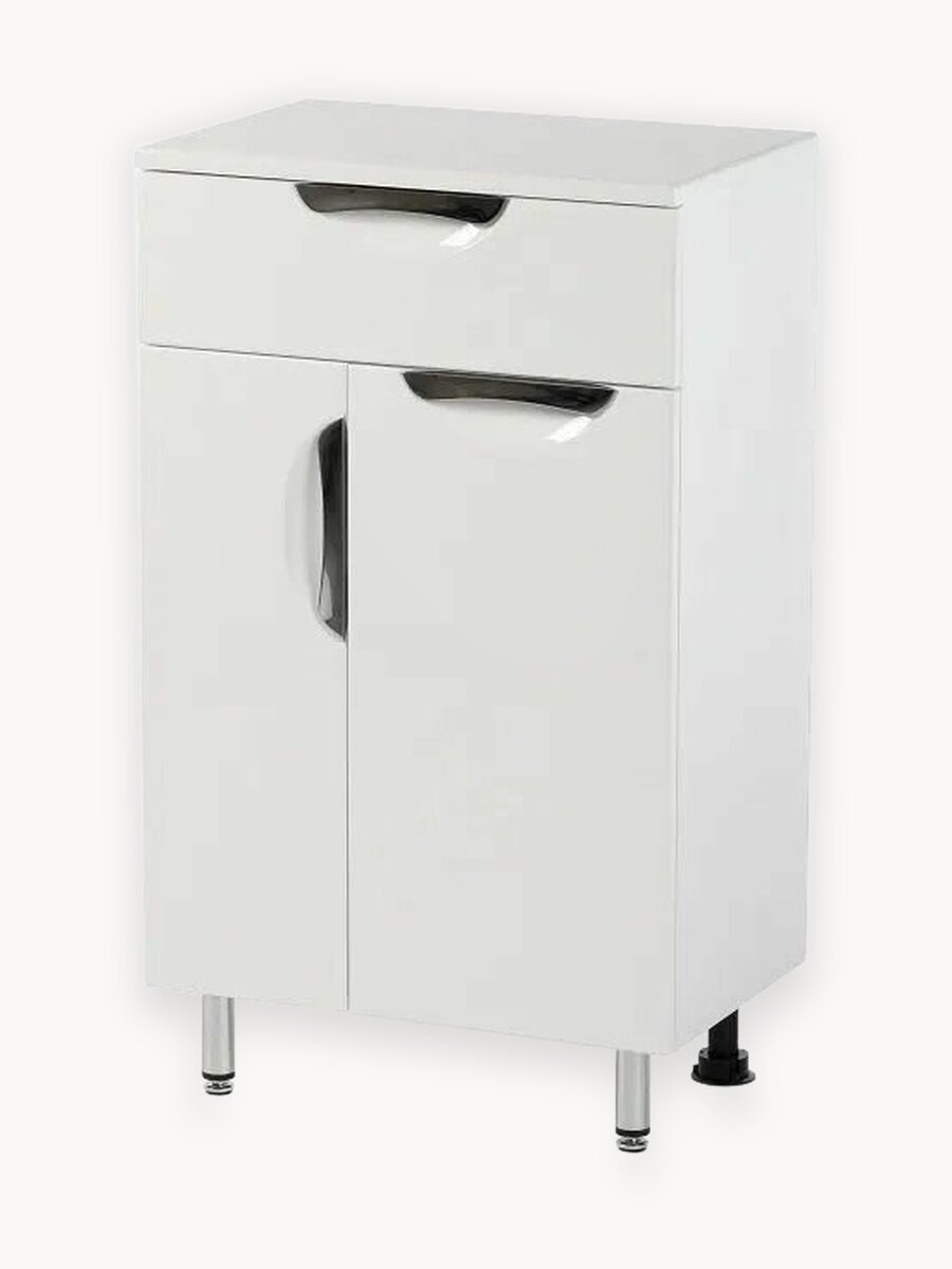 Комод, тумба для ванной комнаты, Fauraplus Толедо 50, с корзиной для белья, белый, глянцевый.