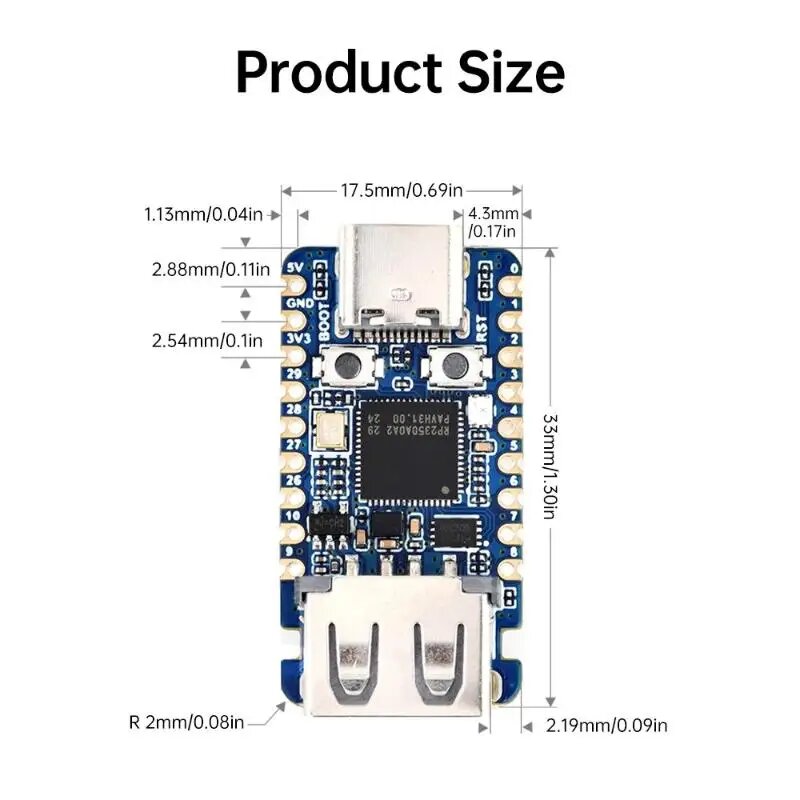Мини-плата RP2350A с 15 GPIO
