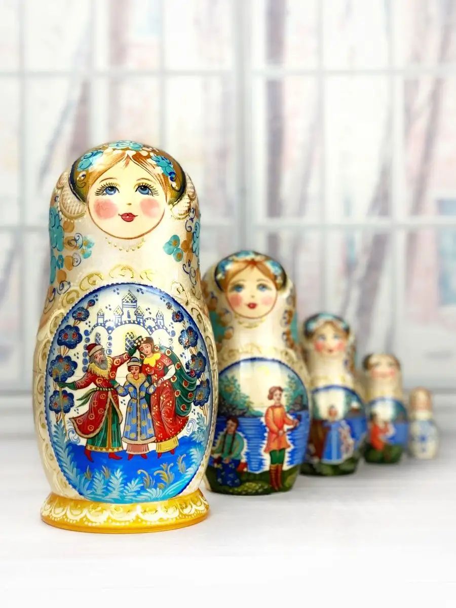 Матрешка деревянная детская сказка Снегурочка 5 мест 15 см
