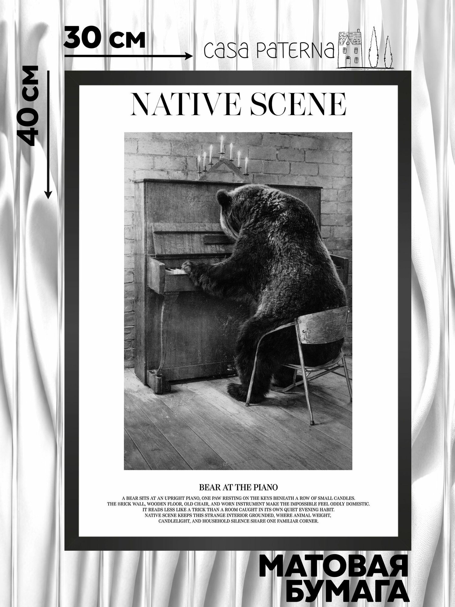 Постер на стену 30х40 Native Scene #19, черно-белая фотография для интерьера, чб без рамки Casa Paterna