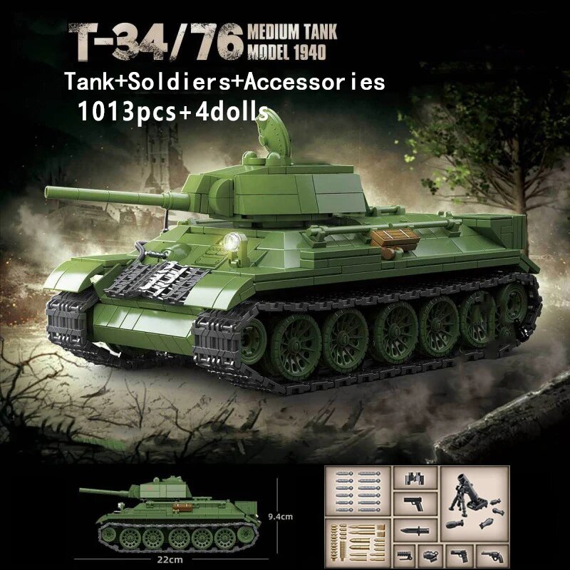 Конструктор танка T-34/76 WWII 1013 деталей