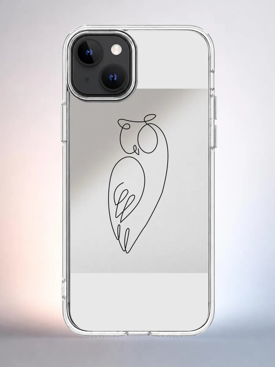 Чехол iPhone 13 сова one line арт силиконовый