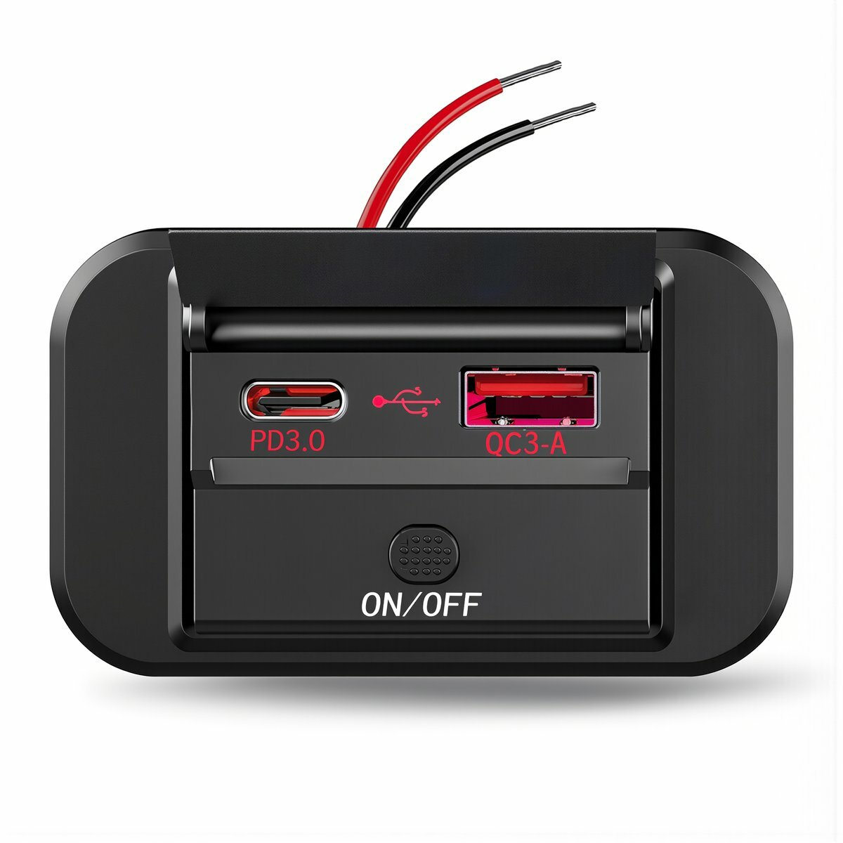 USB модуль для дома на колесах PD QC3.0 12-24В два порта с выключателем красная подсветка комплект два изделия