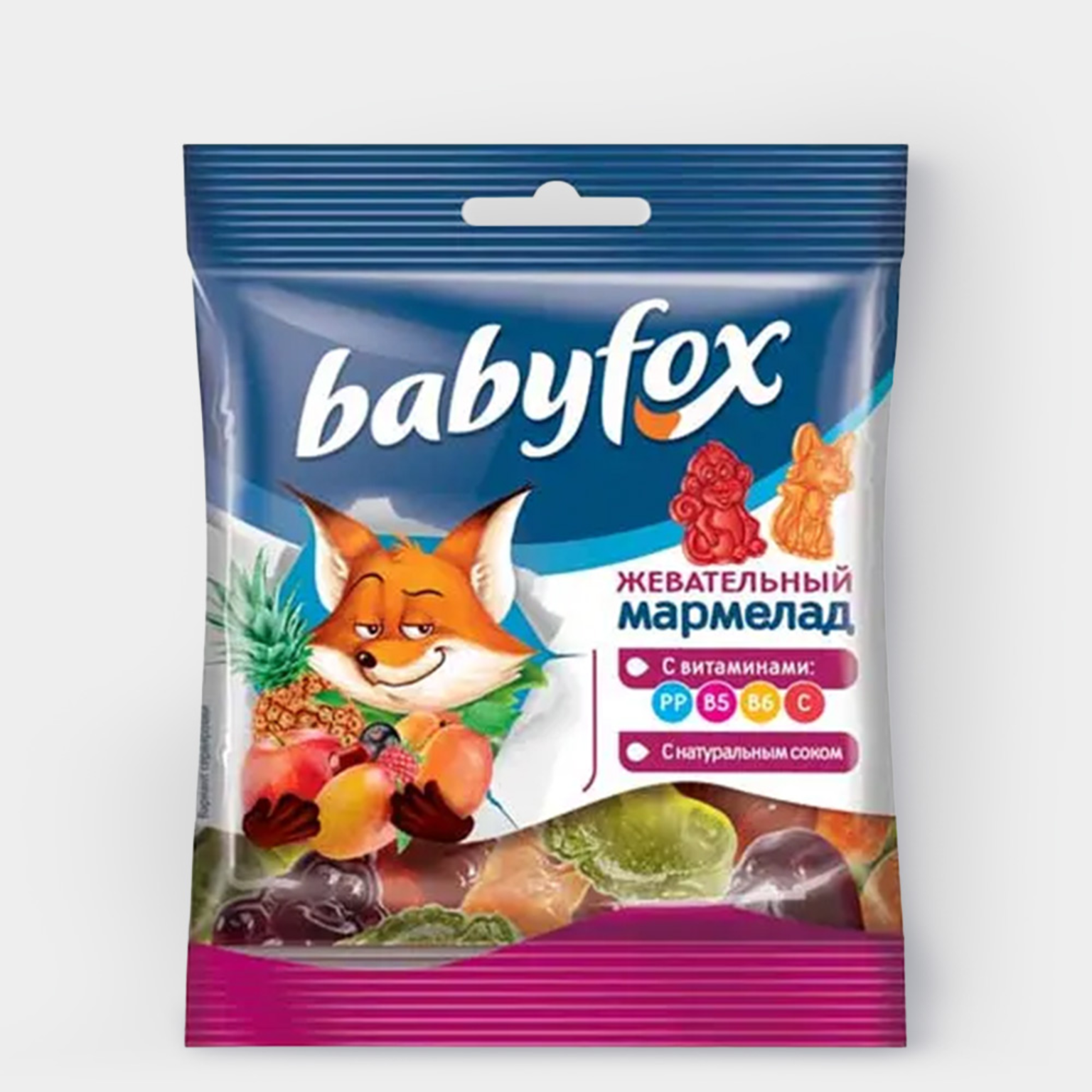 BabyFox, мармелад жевательный с соком ягод и фруктов, 30 г