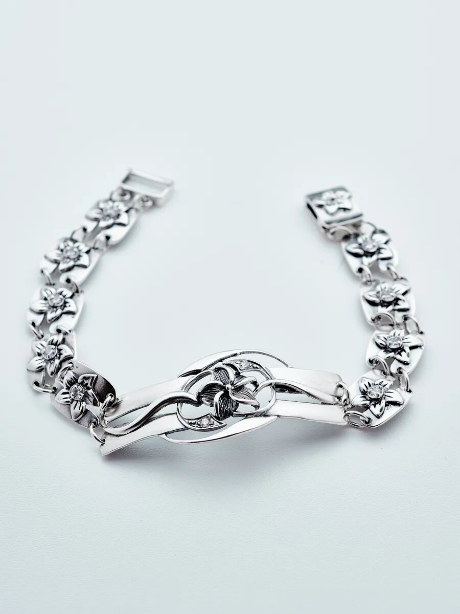 Браслет БРЮС, серебро, 925 проба, фианит