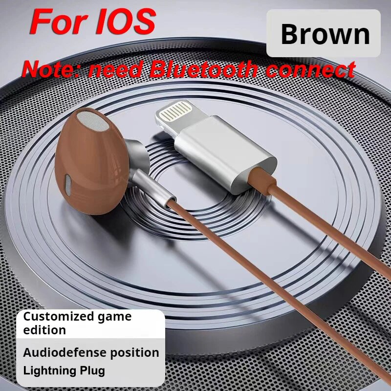 Проводные наушники для iPhone 7-14, Brown