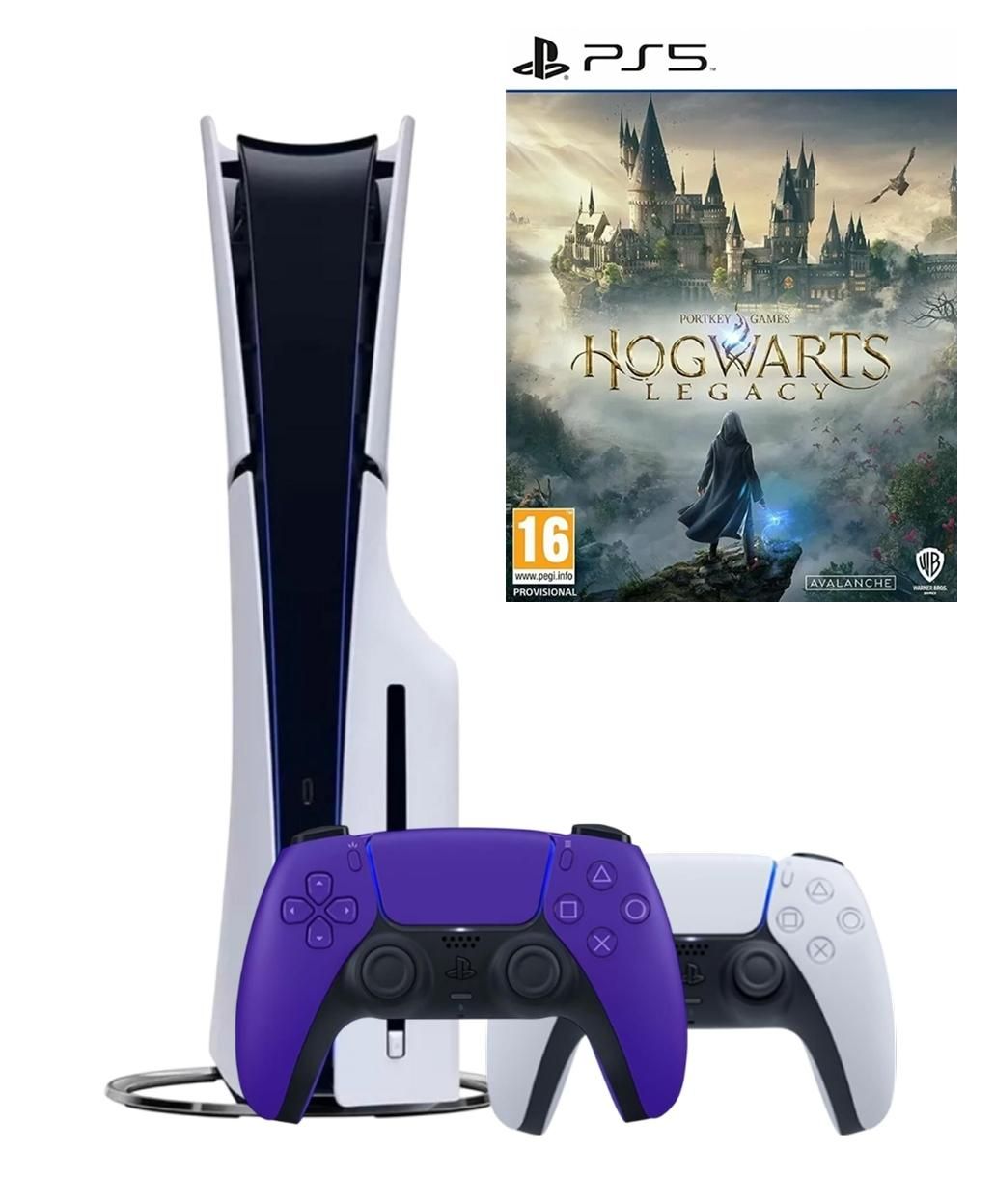 Игровая приставка Sony PlayStation 5 Slim + 2й геймпад галактический пурпурный + игра Hogwarts Legacy