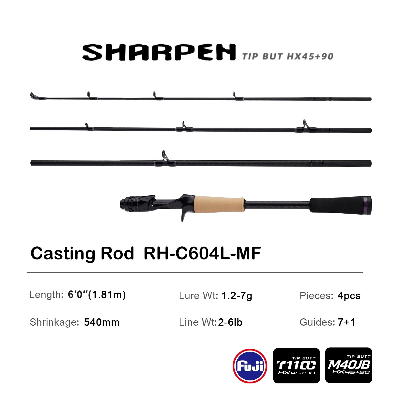 SHARPEN RH-C604L-MF, 6'0" спиннинговое удилище