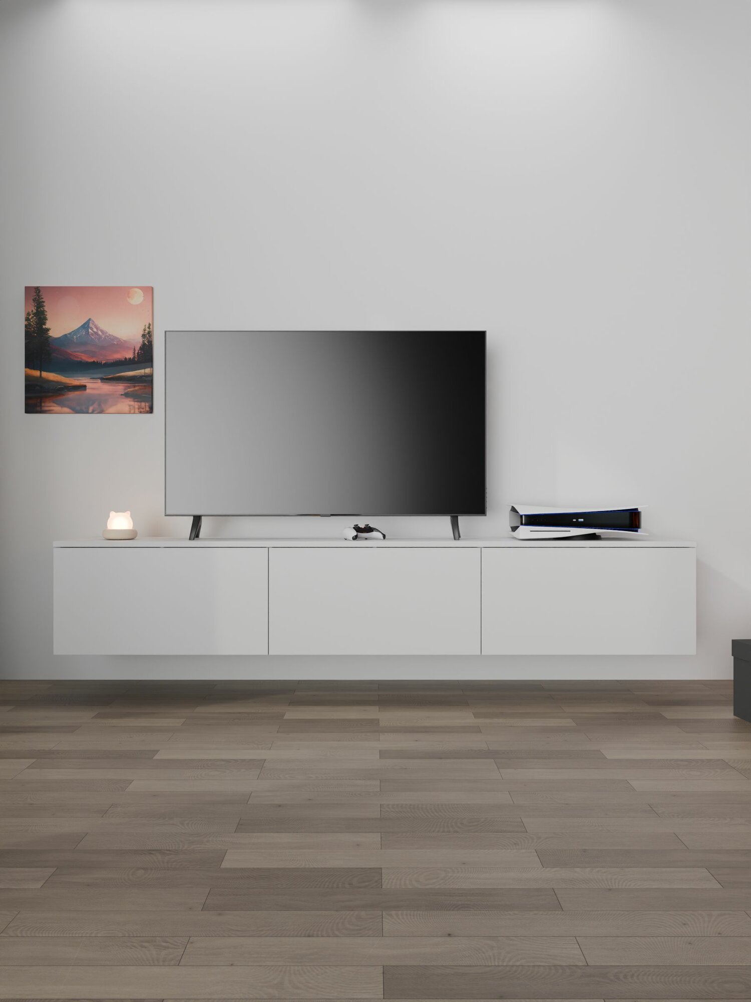 Изумлит Тумба под телевизор подвесная настенная Эра 180х32х35 см, белый