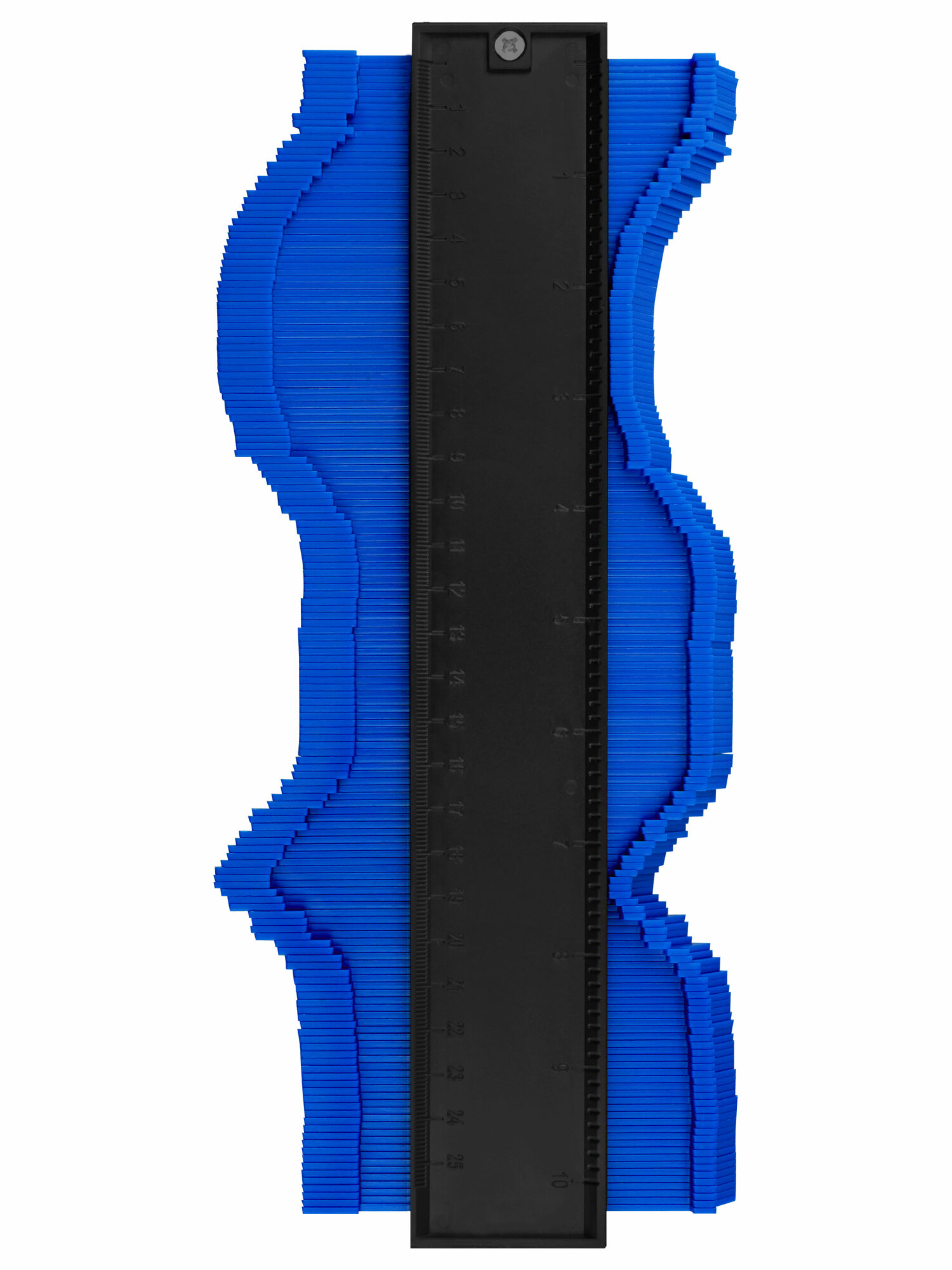 Линейка шаблон для переноса контуров VertexTools 250x100 мм, пластик, разметка см/дюймы, глубина 25 мм