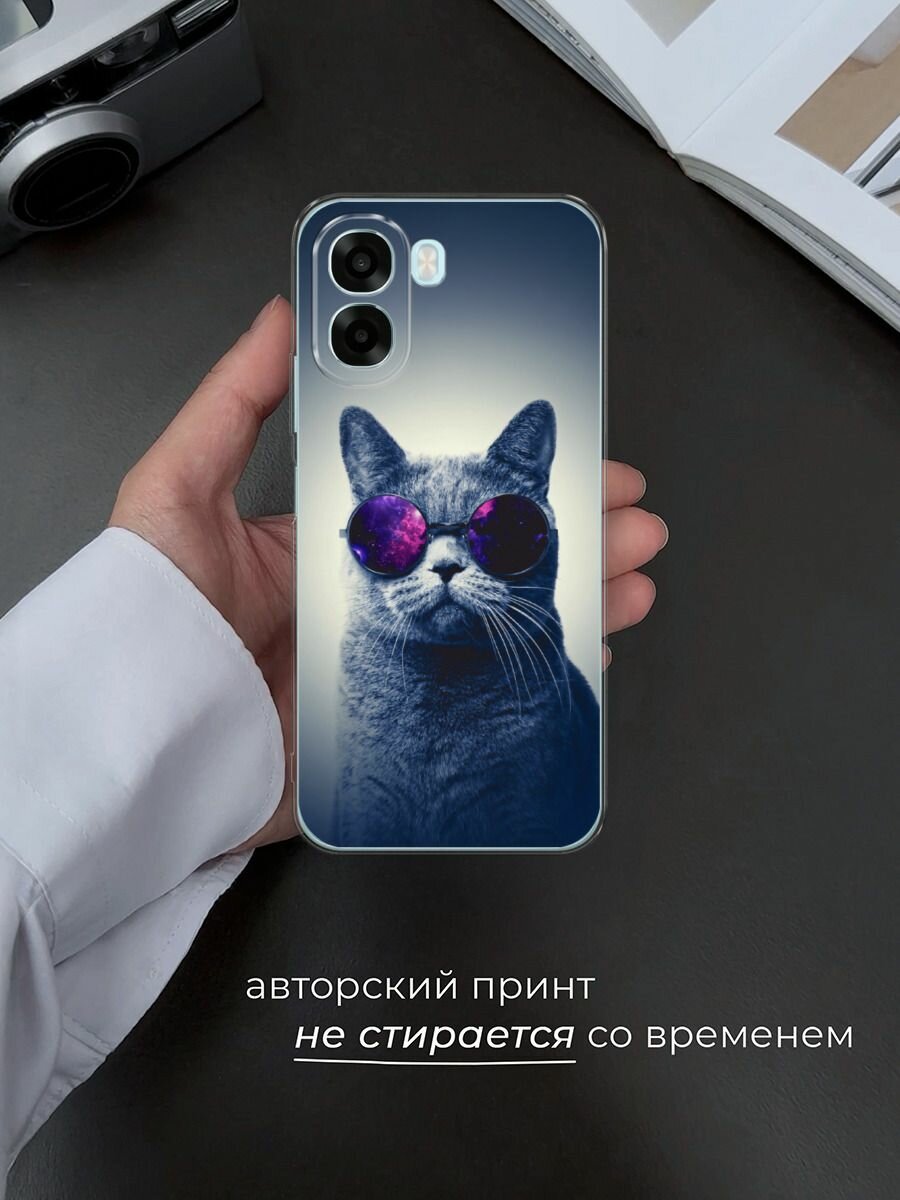 Силиконовый чехол на Oppo A6x / Оппо A6x с принтом Космический кот — фото 1