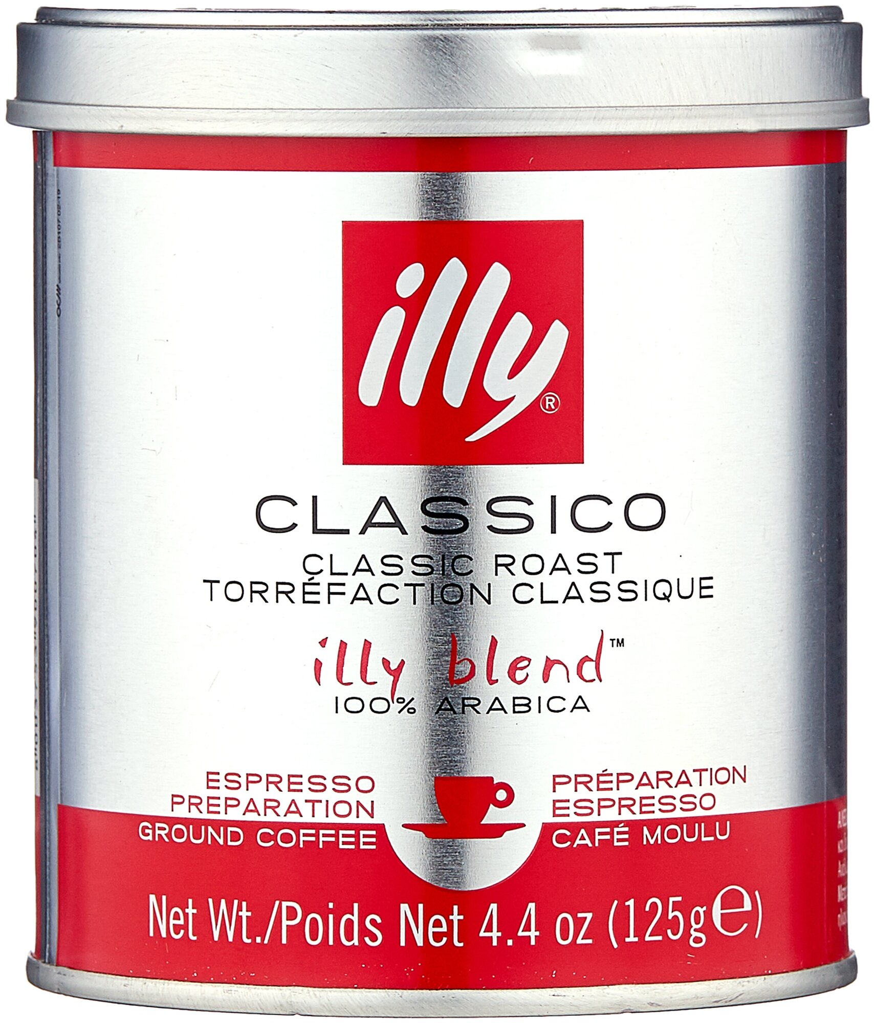 Кофе молотый Illy Classico Espresso средняя обжарка, жестяная банка, 125 г